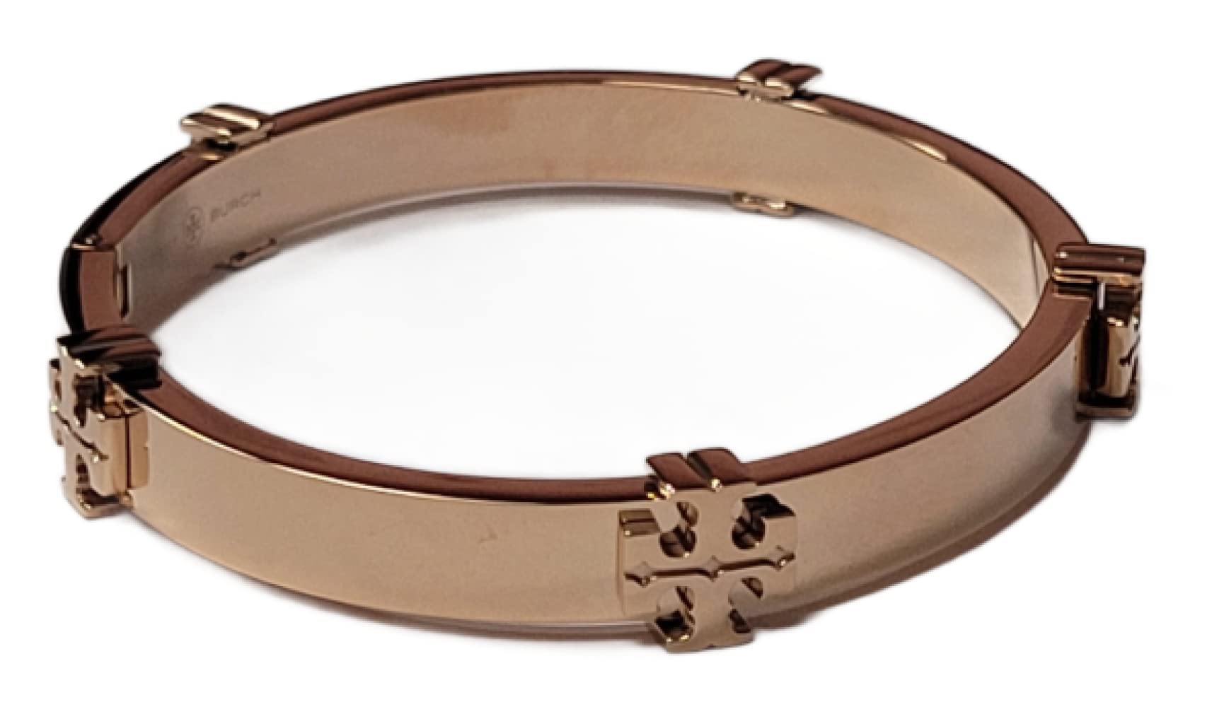 Tory Burch 145434 Tory Rose Gold Tone Classic Logo Hinge Women's Bangle Bracelet