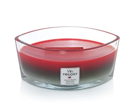 Woodwick Ellipse Scented Candle, Winter Garland Trilogy, 16oz | Up to 50 Hours Burn Time