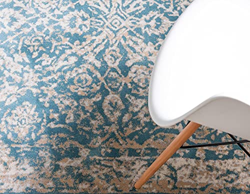 Unique Loom Oslo Collection Traditional Botanical Teal Area Rug (5' x 8')