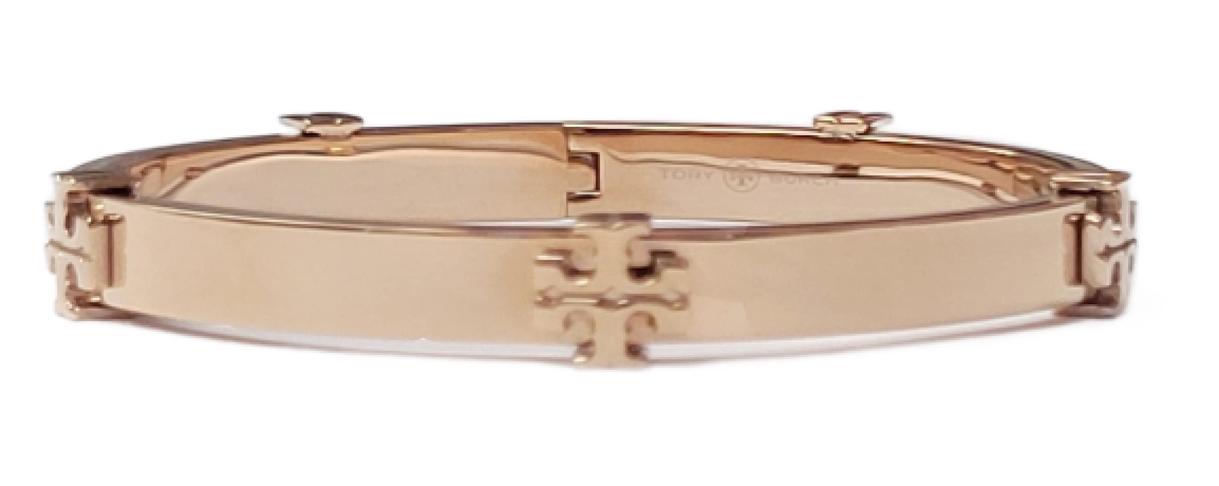Tory Burch 145434 Tory Rose Gold Tone Classic Logo Hinge Women's Bangle Bracelet