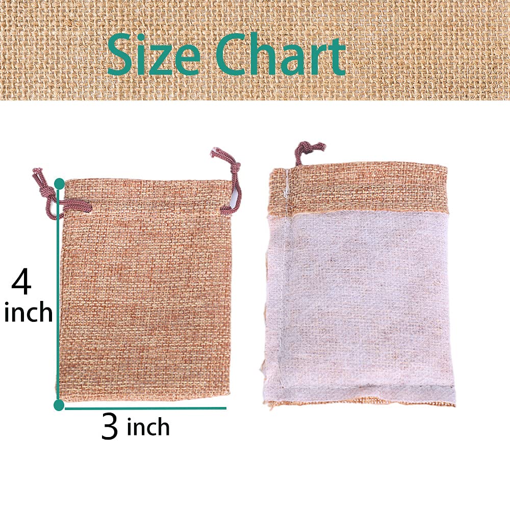 LYSXP 50PCS Burlap Bags with Drawstring,3x4 Inch Drawstring Gift Bag Jewelry Pouches for Wedding Party Favors, DIY Craft, Christmas,Presents (Coffee, 3x4Inch)