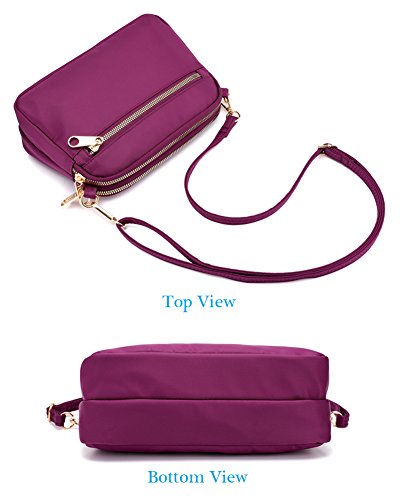 Collsants Small Crossbody Purse Mini Nylon Travel Shoulder Bag Multi Zipper Pockets (Black)