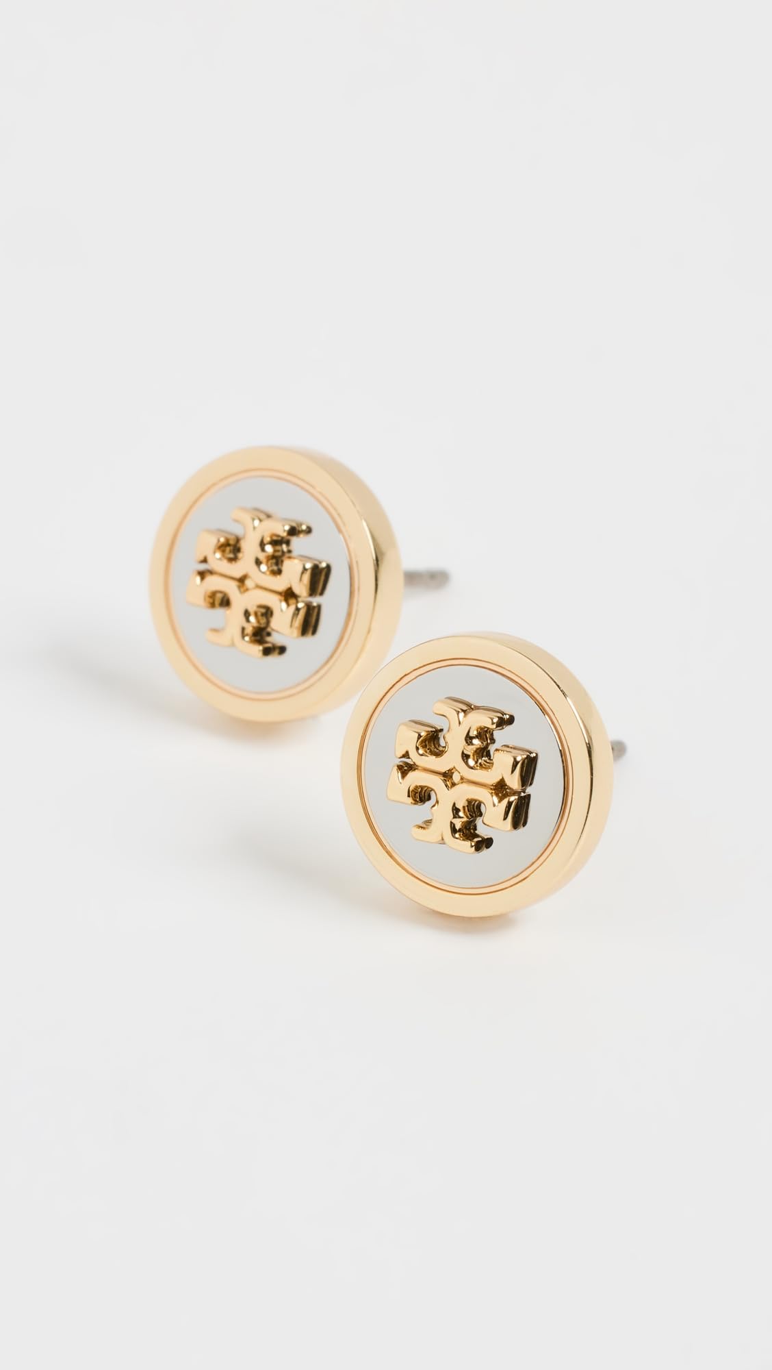 Tory Burch Women's Kira Metal Circle-Stud Earrings, Tory Gold/Tory Silver, One Size
