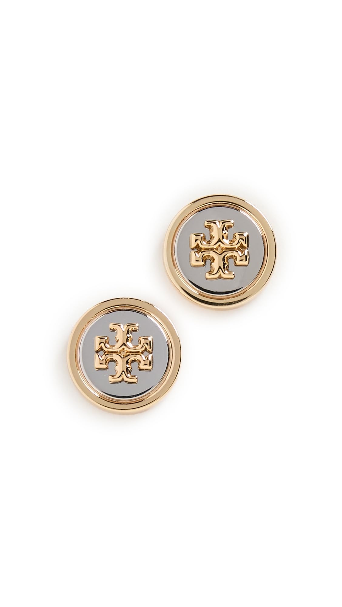 Tory Burch Women's Kira Metal Circle-Stud Earrings, Tory Gold/Tory Silver, One Size
