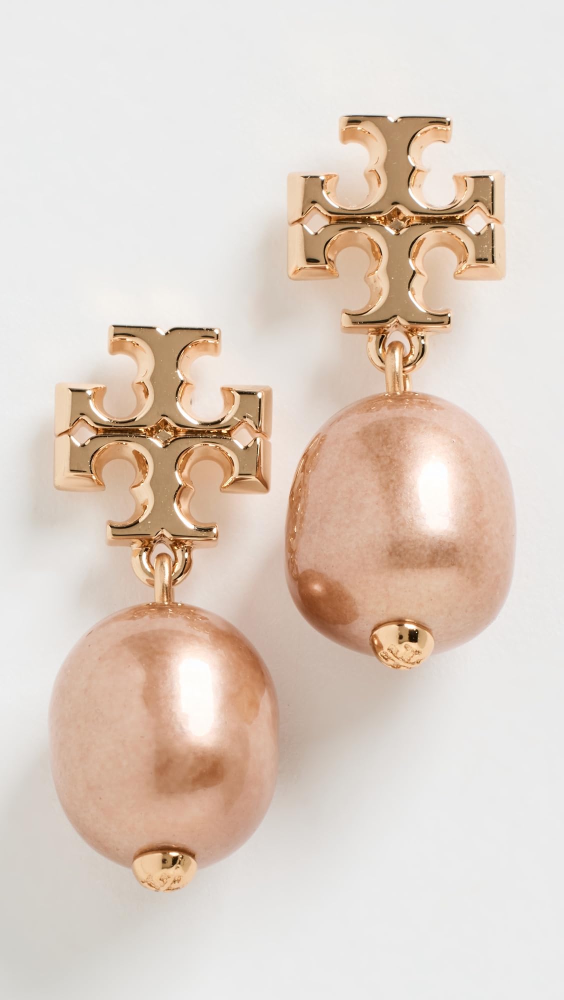 Tory Burch Women's Kira Pearl Drop Earrings, Tory Gold/Rose, One Size