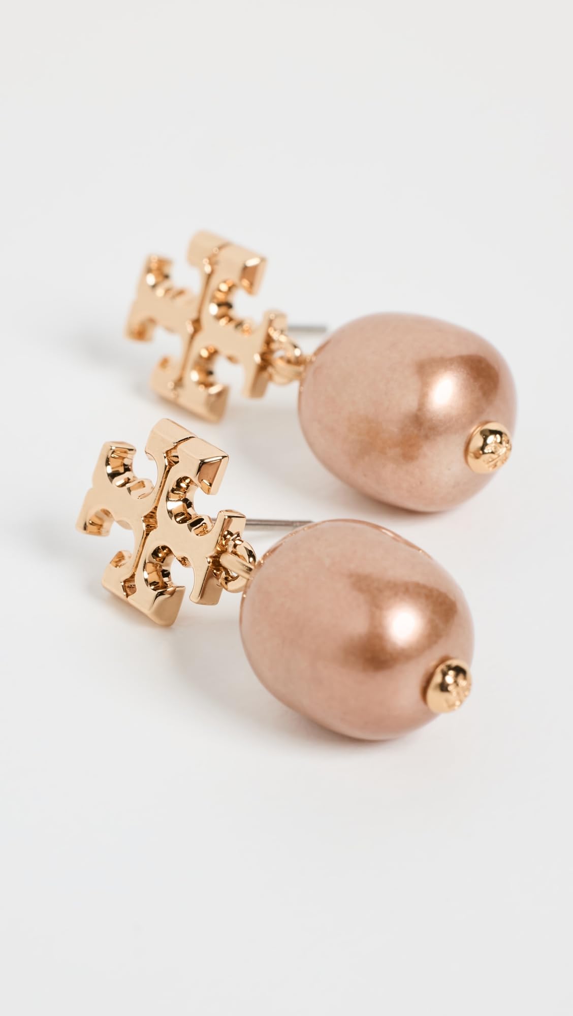 Tory Burch Women's Kira Pearl Drop Earrings, Tory Gold/Rose, One Size