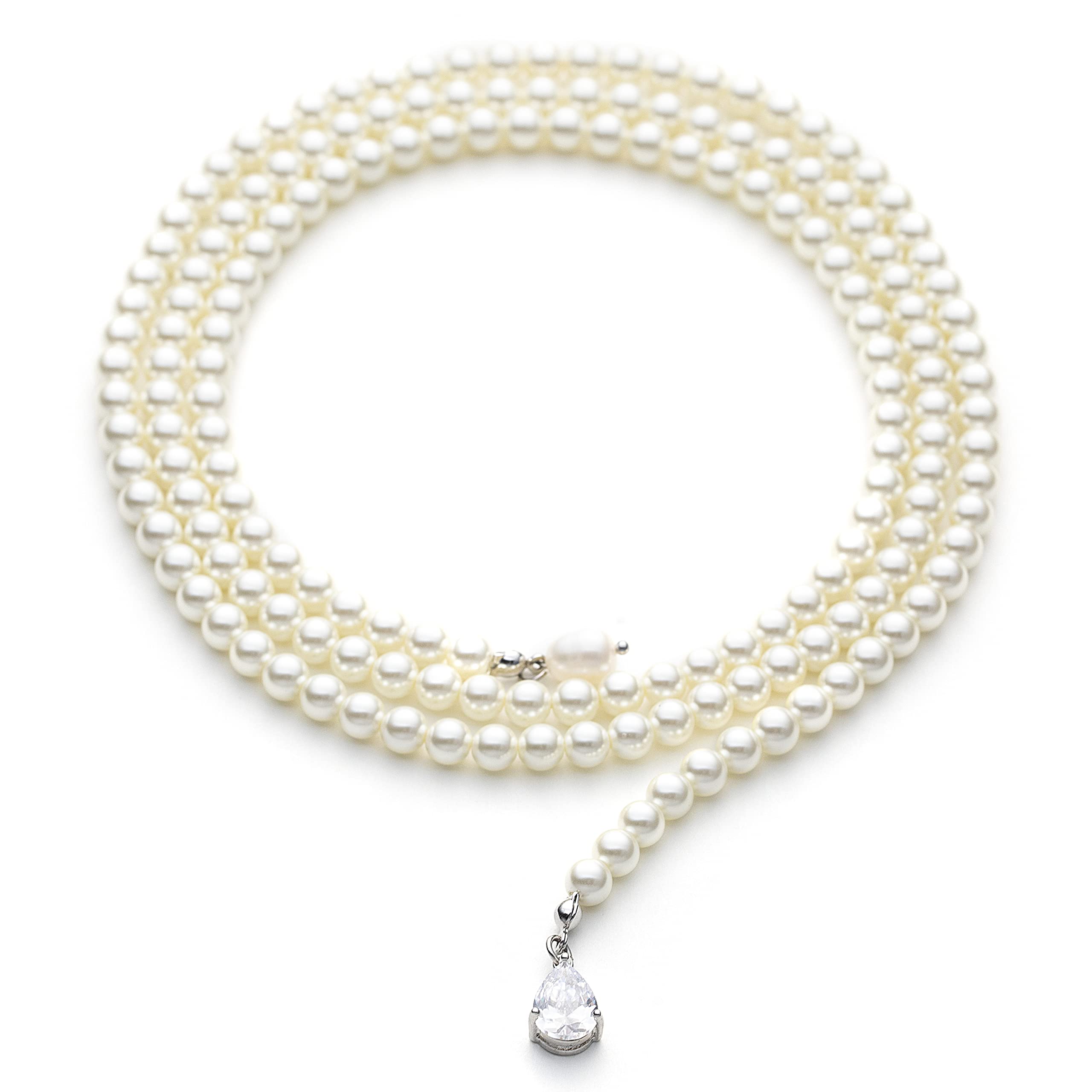 C.Paravano Pearl Necklace | Long Pearls Necklace | Pearl Necklace for Women | Pendant Necklaces for Women | Wedding Pearl Necklace for Brides | Women Necklace Jewelry | Fashion Necklaces