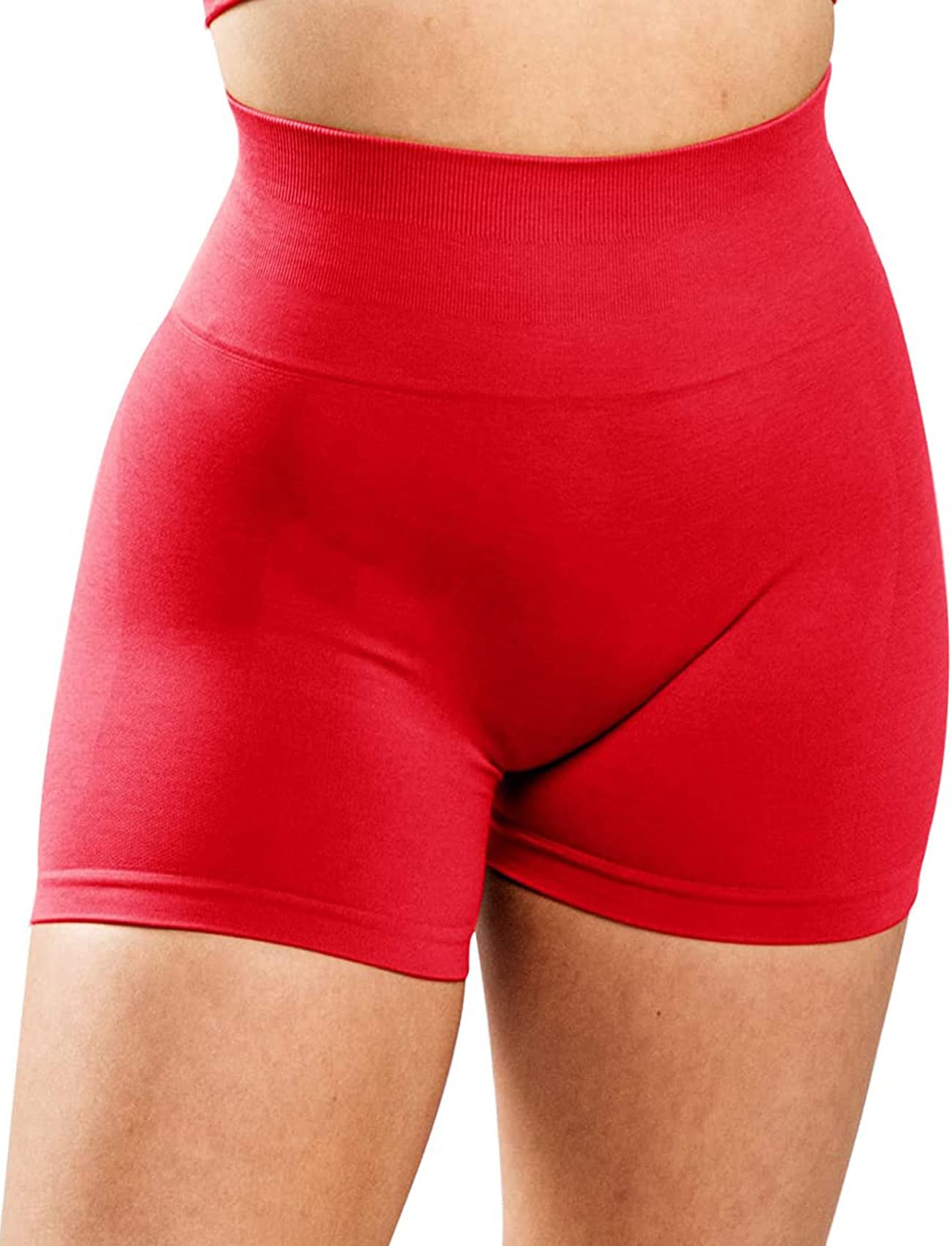 CHANGEZOE Women Butt Scrunch Workout Shorts Seamless High Waisted Amplify Gym Yoga Athletic Booty Shorts L Fiery Red