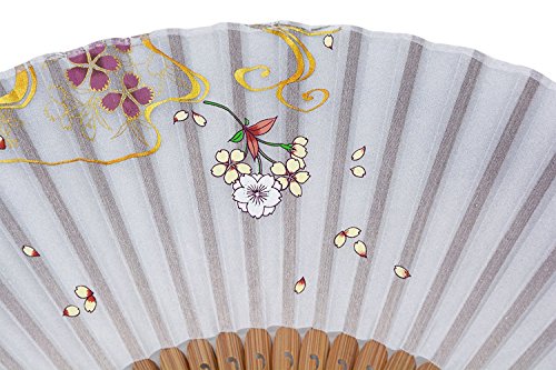 AmajijiĀ® Chinese Japanese Folding Hand Fan for Women,Vintage Retro Style 8.27" (21CM) Bamboo Wood Silk Hand Fans (CL-04)