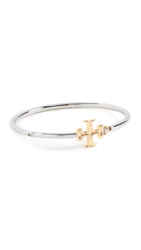 Tory Burch Women's Eleanor Hinged Cuff, Tory Silver/Tory Gold, One Size
