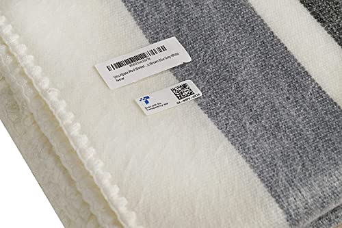 QISU Alpaca Wool Blanket Throw | Large, Beautiful, Warm, Stripe | 85 x 65 inches | Ultra-Soft, Hypoallergenic and Breathable | Non-Itchy or Scratchy Fabric (Brown Blue Grey White)