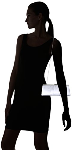 Jessica McClintock Blaire Womens Satin Frame Evening Clutch Bag Purse With Shoulder Chain Included, Silver