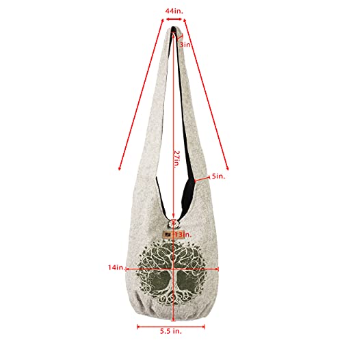 Cotton Sling Crossbody Shoulder Bag Tree of Life Purse Hippie Hobo Bohemian Festival Bag-Tree