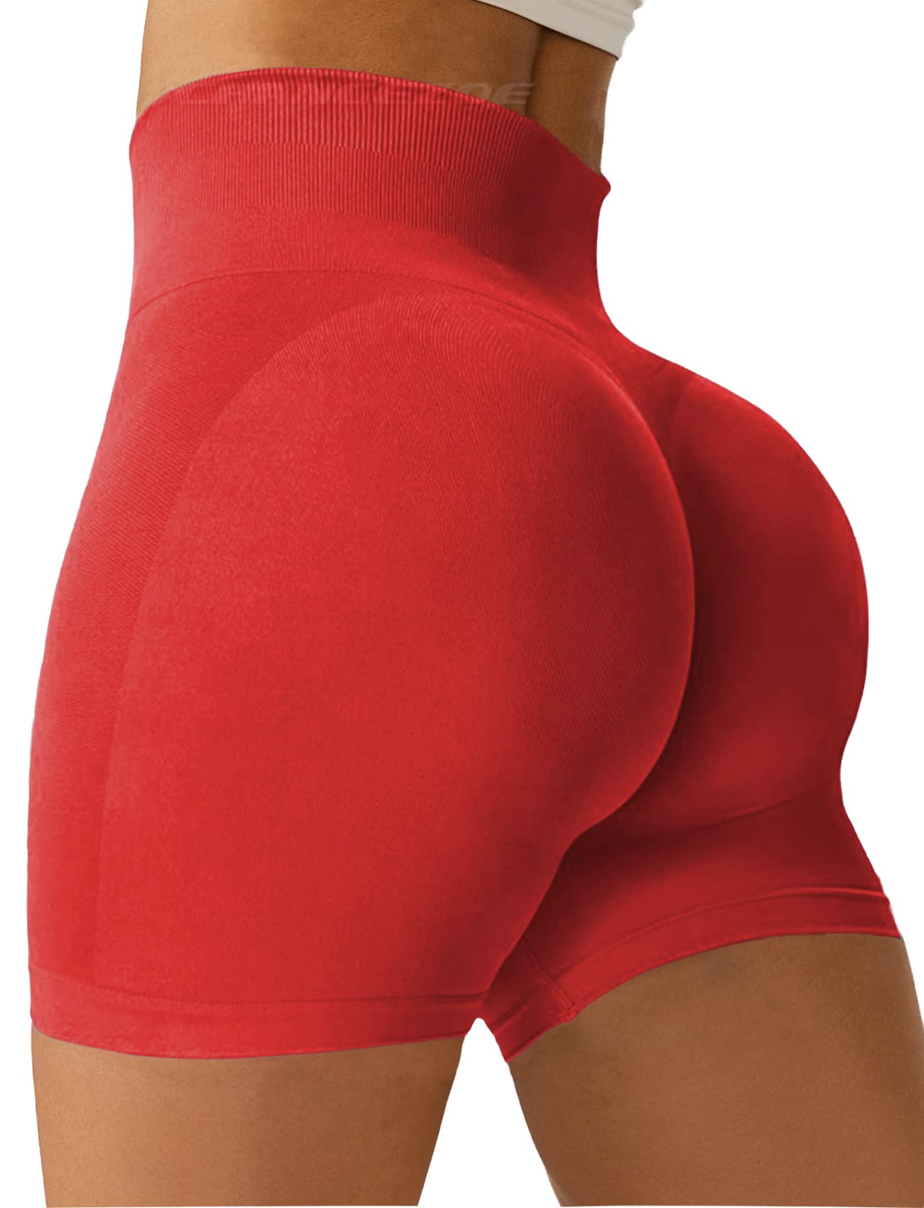 CHANGEZOE Women Butt Scrunch Workout Shorts Seamless High Waisted Amplify Gym Yoga Athletic Booty Shorts L Fiery Red
