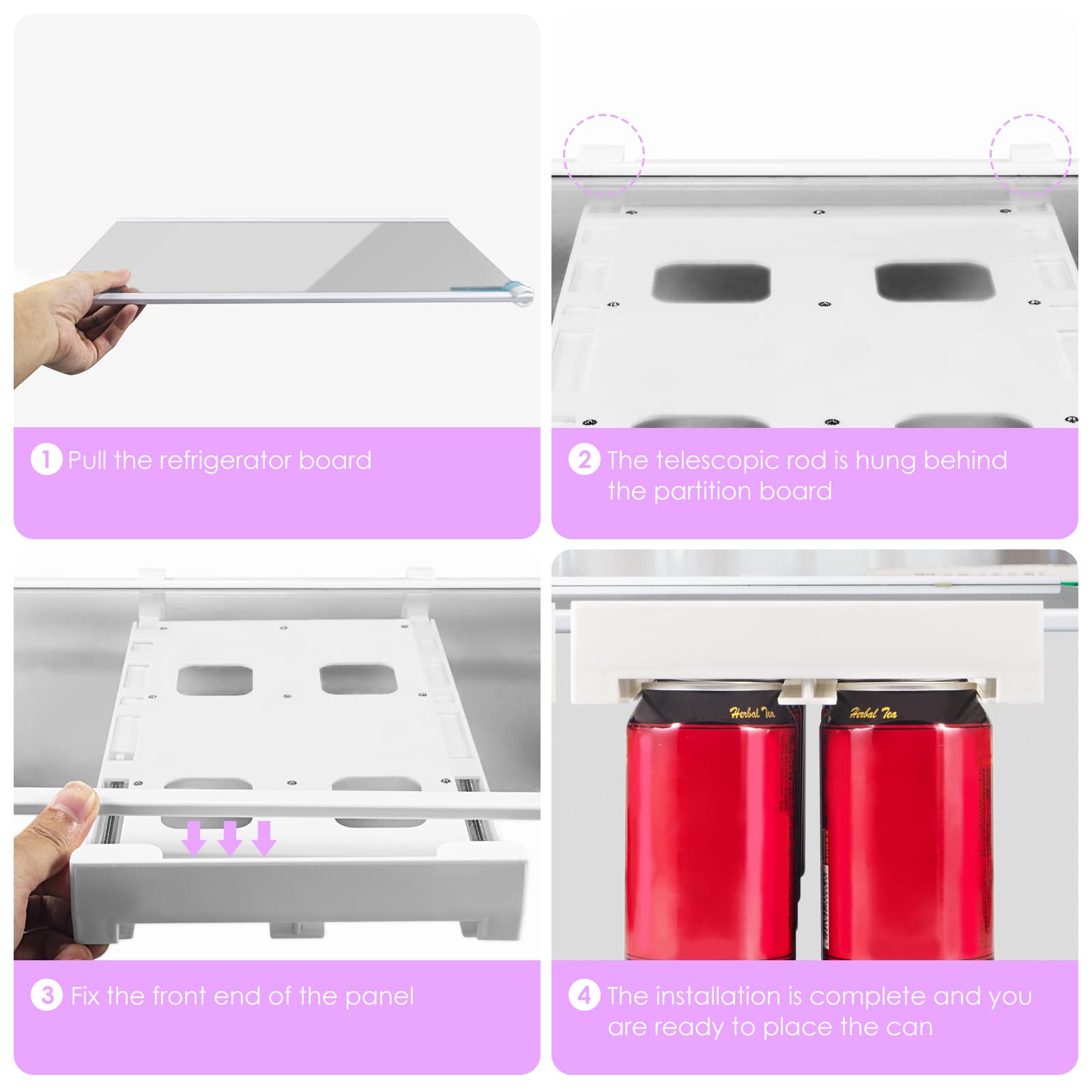 2PCS Stacking Can Dispenser for Fridge Hanging Soda Organizer for Refrigerator Adjustable Can Dispenser for Pantry, Freezer, Kitchen, Beverage Holder