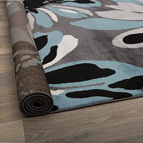 Rugshop Modern Flowers Area Rug 7' 10" x 10'2" Blue