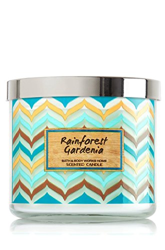 1 X Bath and Body Works 3 Wick Candle 14.5 Oz Rainforest Gardenia