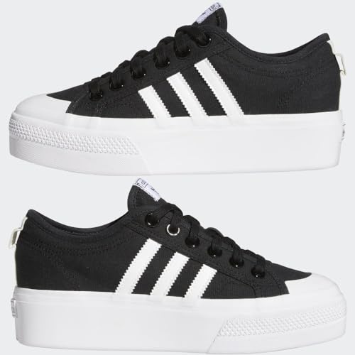 adidas Originals Women's Nizza Platform, Black/White/White, 9