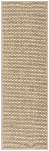 Safavieh Natural Fiber Collection 2'6" x 8' Beige NF118A Border Basketweave Seagrass Runner Rug