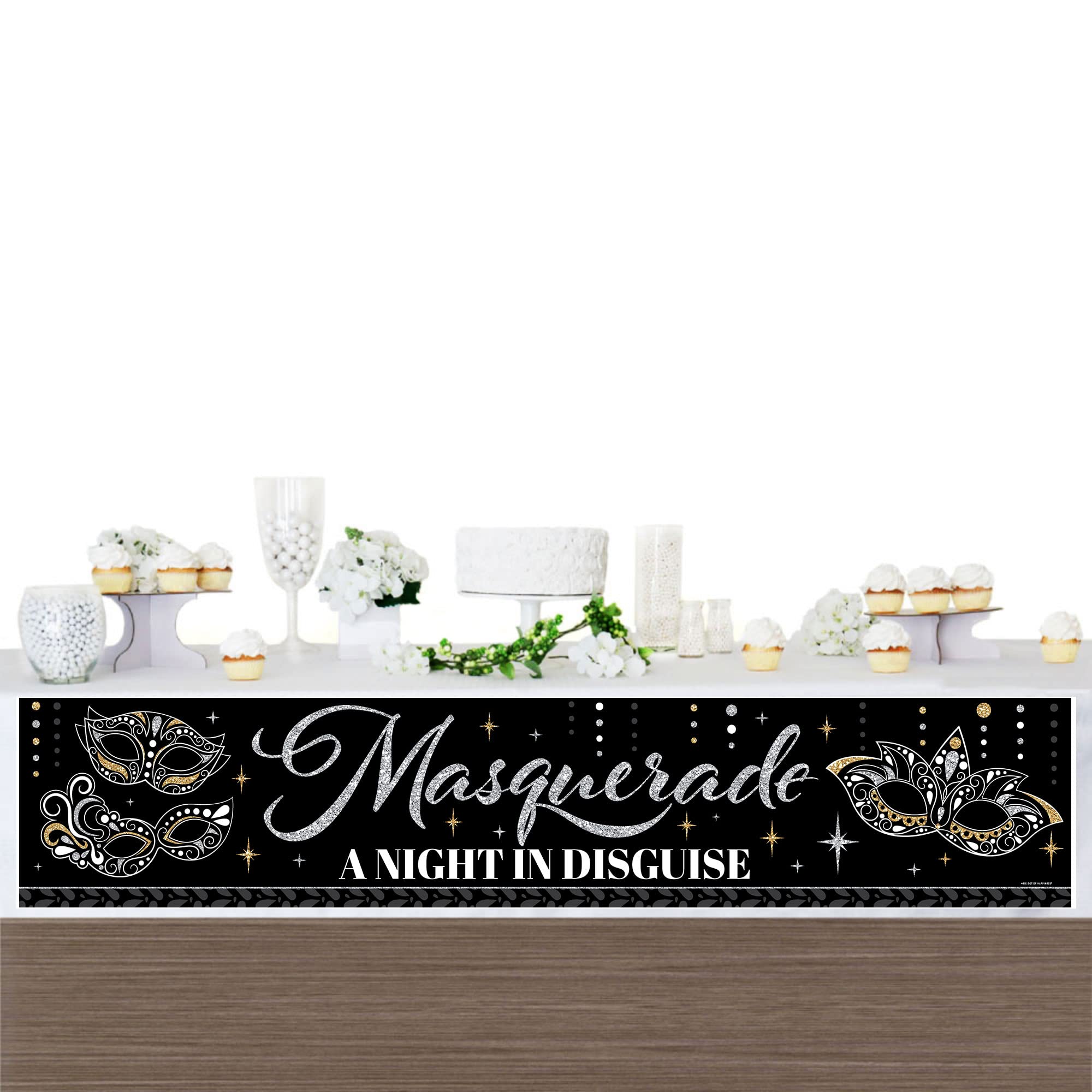 Big Dot of Happiness Masquerade - Venetian Mask Party Decorations Party Banner
