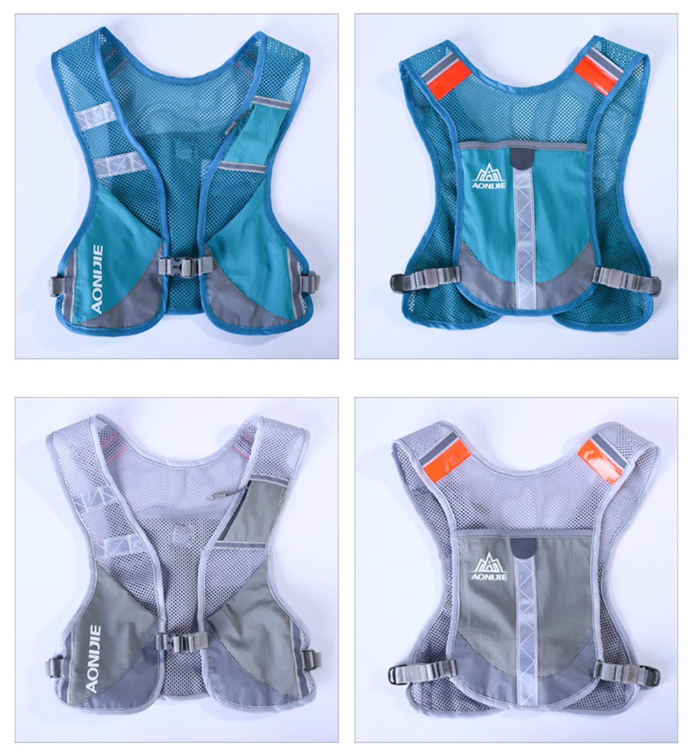 AONIJIE Men Women Ultralight Running Vest Pack Reflective Breathable Hydration Backpack for Hiking Camping Marathon Cycling Race (Green- with 2 pcs 250ml Bottles)