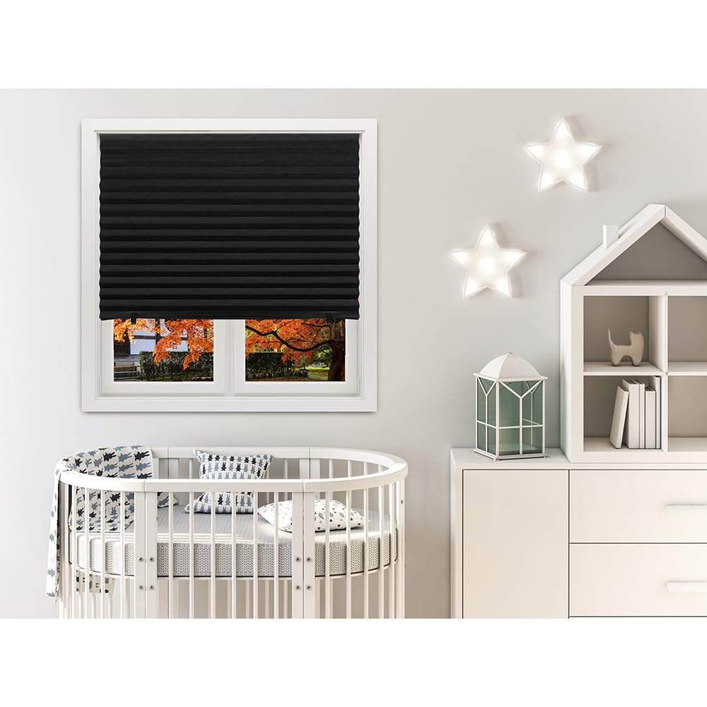 Redi Shade No Tools Original Blackout Pleated Paper Shade Black, 36 in x 72 in, 6 Pack