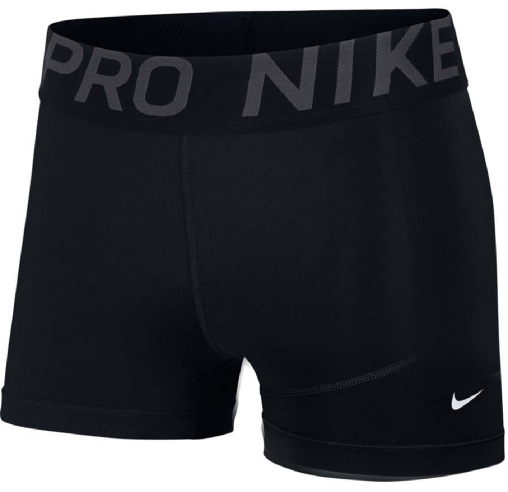 Nike Women's Pro 3" Training Shorts (Medium, Black/Black/Thunder Grey)