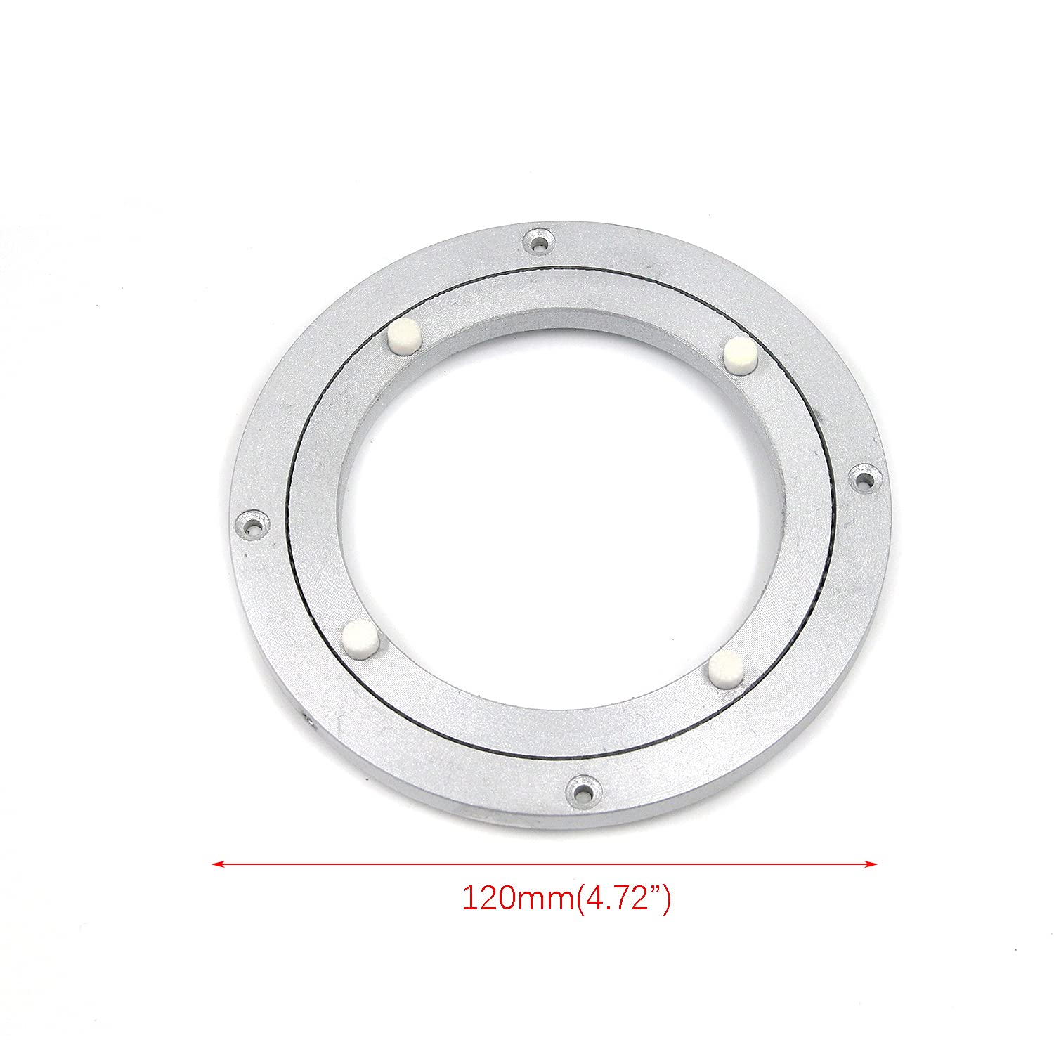 Quluxe 4.7 Inch Lazy Susan Turntable Ring, Aluminium Alloy Heavy Duty Rotating Turntable Bearing Swivel Plate for Dining Table- Silver (Pack of 2)