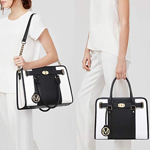 Women Designer Handbags and Purses Ladies Shoulder Bag Hobo Bag Top Handle Satchel Tote Work Bag with Wallet Wristlet (7581 White)