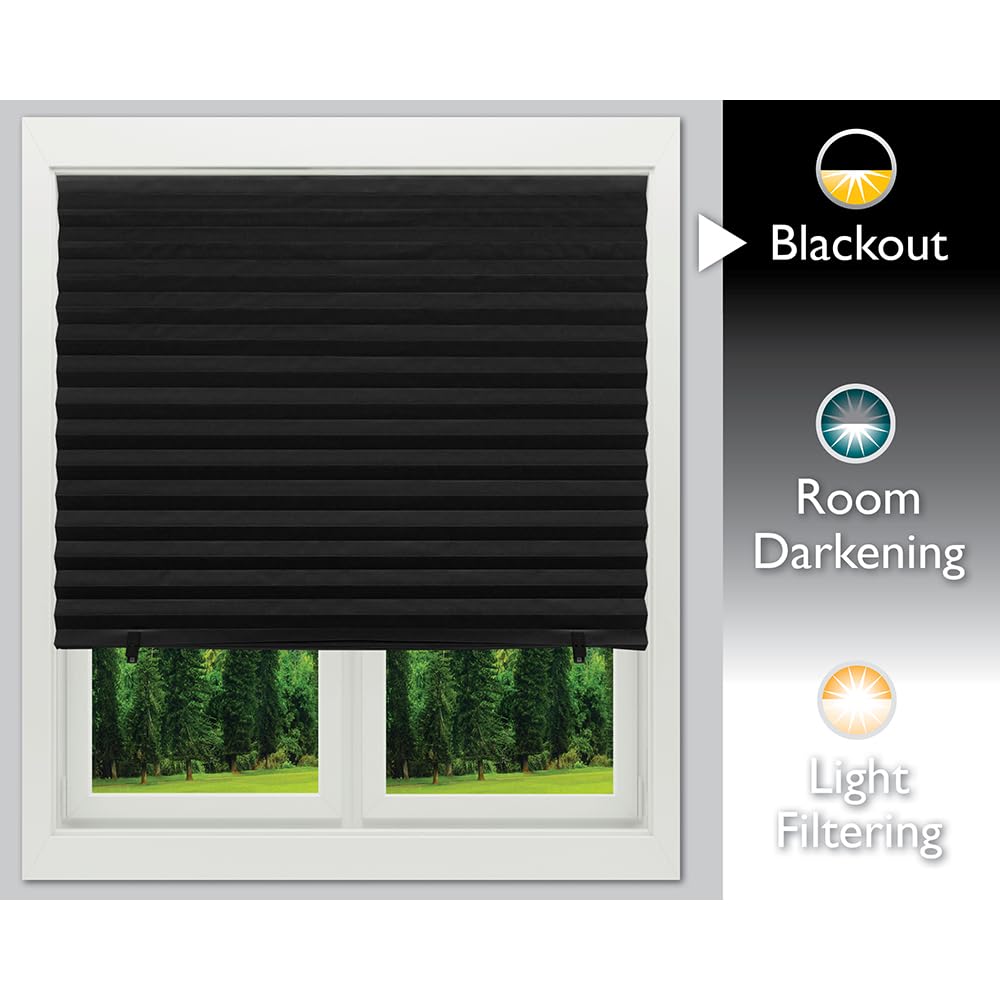 Redi Shade No Tools Original Blackout Pleated Paper Shade Black, 36 in x 72 in, 6 Pack