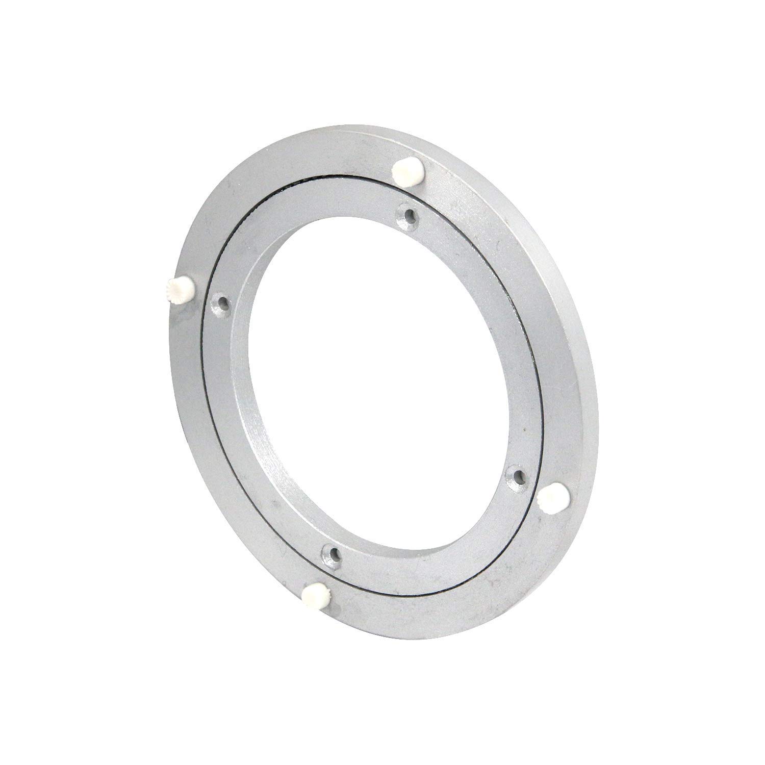 Quluxe 4.7 Inch Lazy Susan Turntable Ring, Aluminium Alloy Heavy Duty Rotating Turntable Bearing Swivel Plate for Dining Table- Silver (Pack of 2)