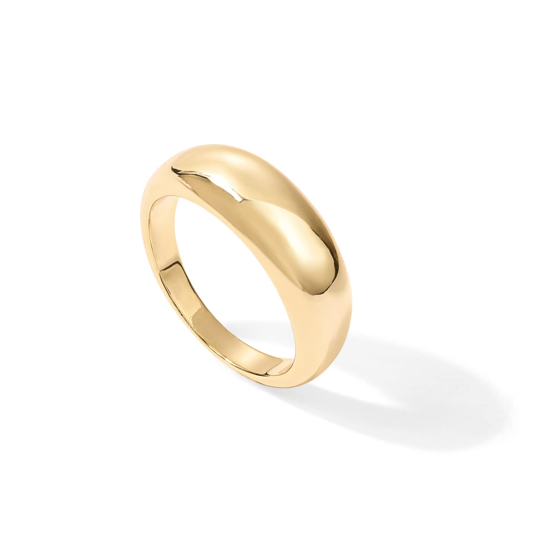 PAVOI 14K Yellow Gold Plated Chunky Dome Ring - Puffy Dome Stackable Rings - Women's Chunky Ring - Size 6