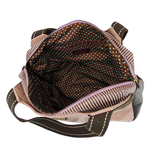 Chala Handbags Dust Rose Shoulder Purse Tote Bag with Dog Key Fob/coin purse (Fox)
