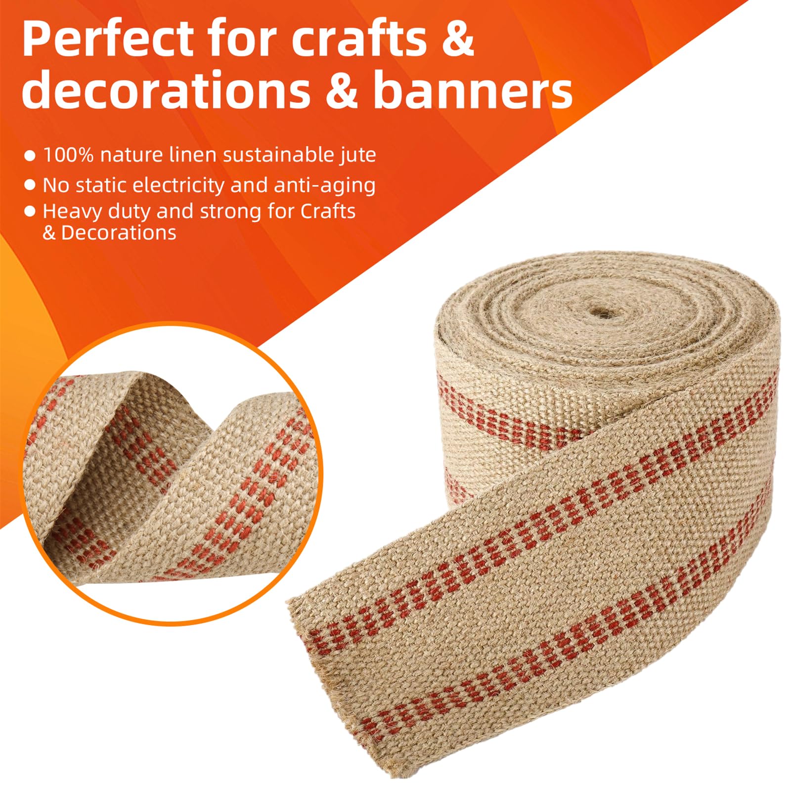 YaeCCC Craft Jute Webbing Tape, 3.5" x 10 Yd Rolls 11 lbs