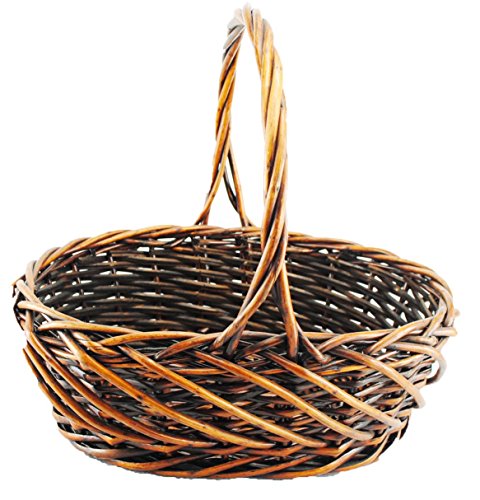 TopherTrading TOPOT Set of 3 Dark Brown Weave Willow Basket with Handles