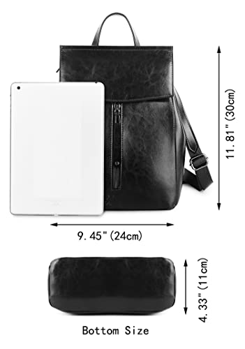 YALUXE Genuine Leather Fashion Women's Backpack for Women Handbag School Bag Shoulder Bag Tote for Women black