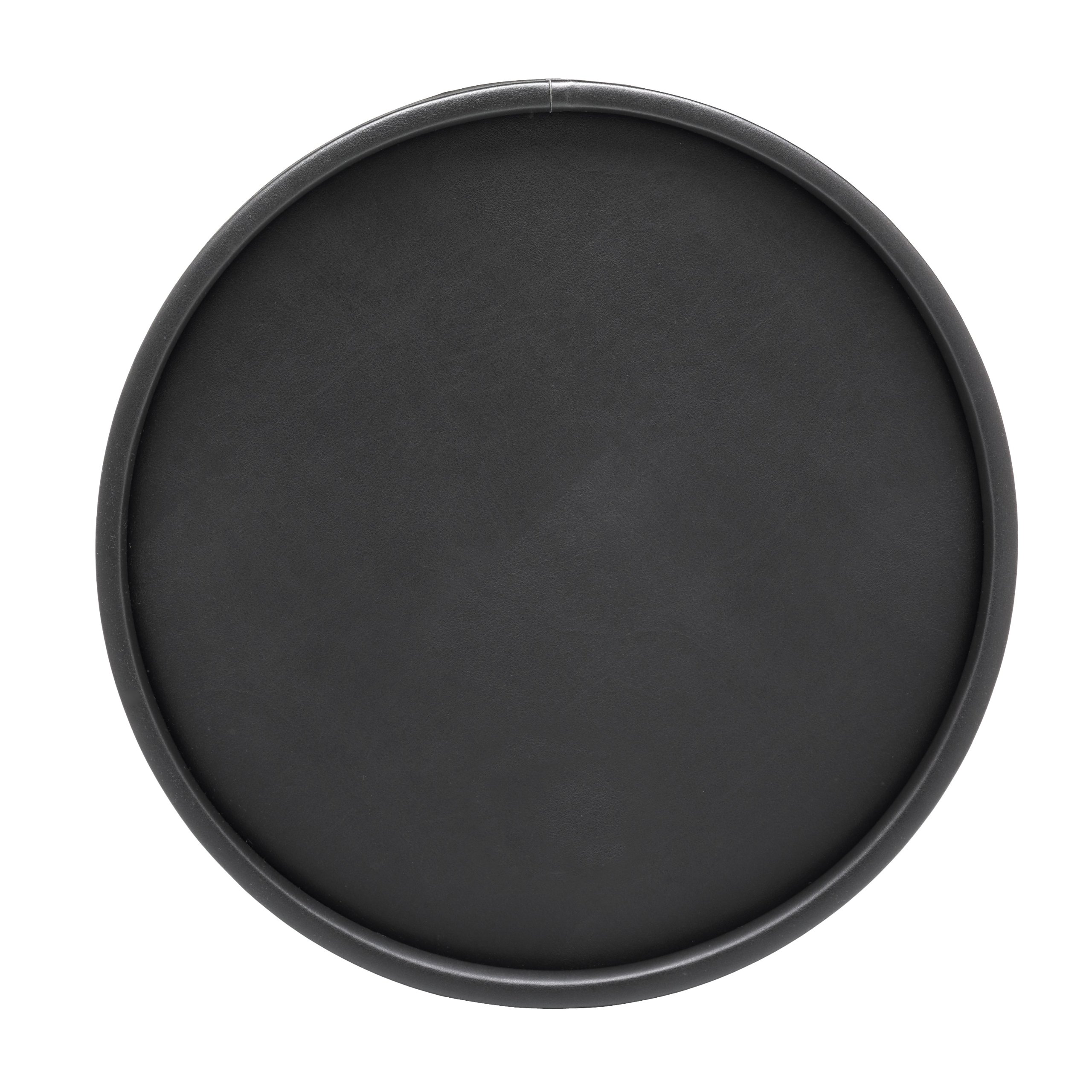 Kraftware Round Leatherette Serving Tray, Black - 14 Inch