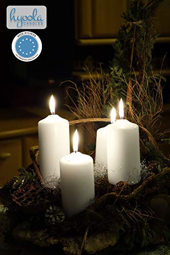 HYOOLA White Pillar Candles 3x7 Inch - Unscented Pillar Candles - 6-Pack - European Made