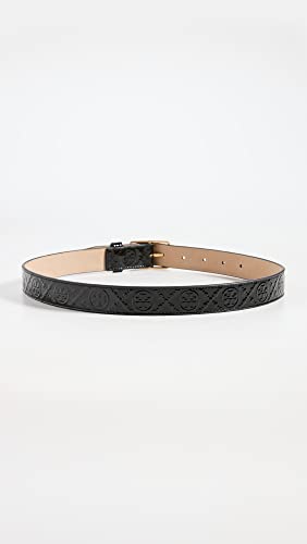 Tory Burch Women's T Monogram Patent Belt, Black, S