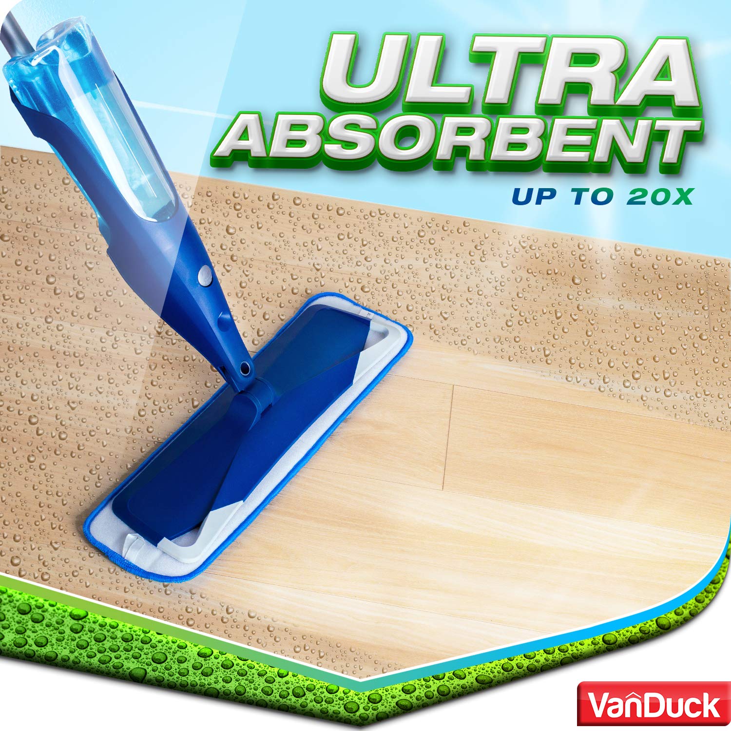 VanDuck Microfiber Cleaning Pads Compatible with Bona Mop (3 Pack) - Microfiber Mop Pads for Hardwood Floor for 18 Inch Mop
