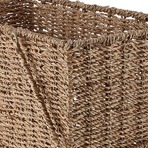 15" Water Hyacinth Storage Stair Basket With Handles by Trademark Innovations (Natural)