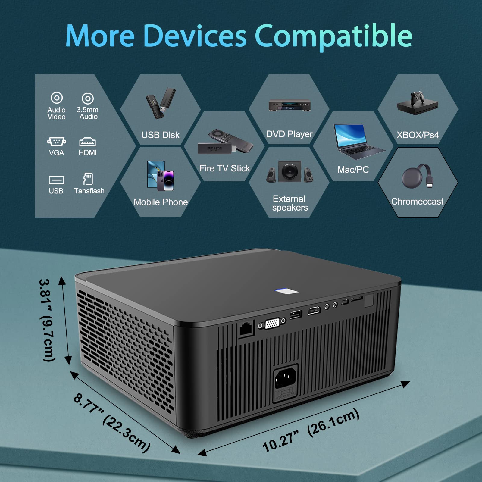 [2023 Updated] Projector with 5G WiFi and Bluetooth, GINCSRI 16000L Native 1080P Full HD Outdoor Portable Movie Projector 4k Support, 4D Keystone Infinite Zoom, Compatible with TV Stick/Phone/PC/PS5