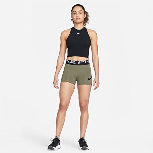 Nike Women's Pro Dri-Fit 3" Graphic Training Shorts (as1, Alpha, m, Regular, Regular, Medium Olive/Black/Black)