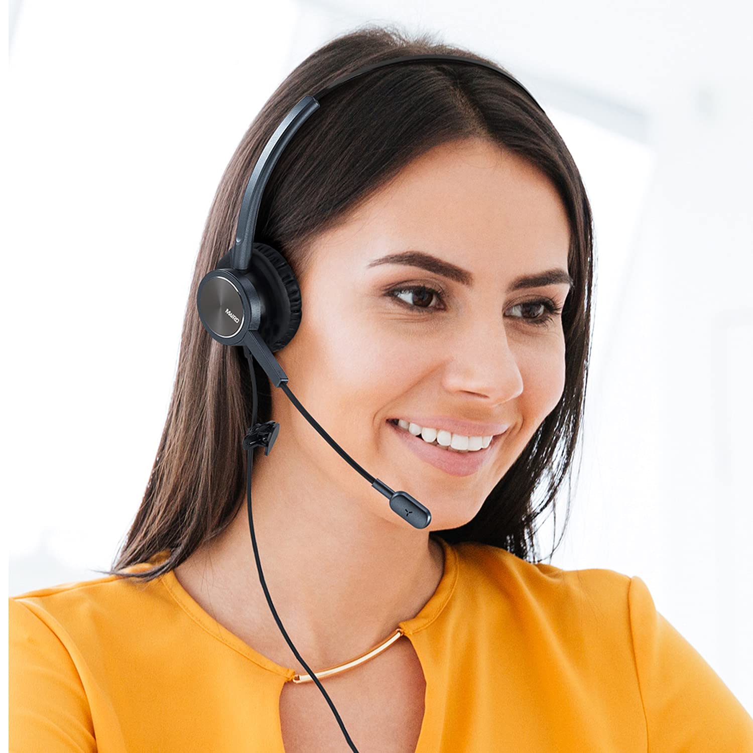 MAIRDI Telephone Headset with RJ9 Jack & 3.5mm Connectors for Call Center Office Deskphone Cell Phone PC Laptop, Landline Phone Headset with Microphone Noise Canceling for Polycom Avaya Nortel