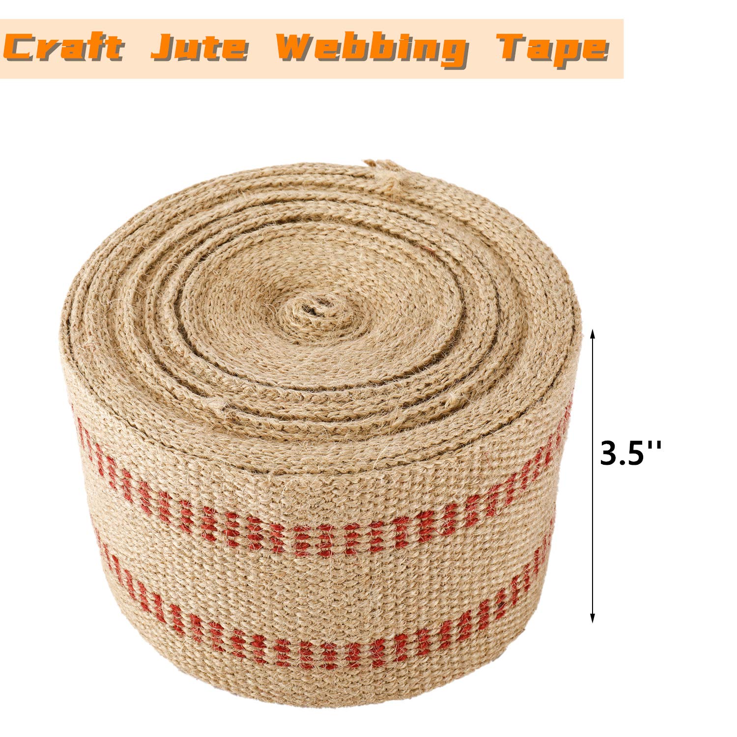 YaeCCC Craft Jute Webbing Tape, 3.5" x 10 Yd Rolls 11 lbs