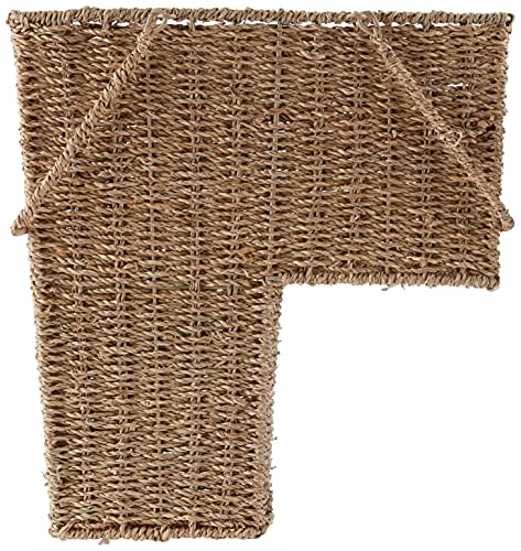 15" Water Hyacinth Storage Stair Basket With Handles by Trademark Innovations (Natural)