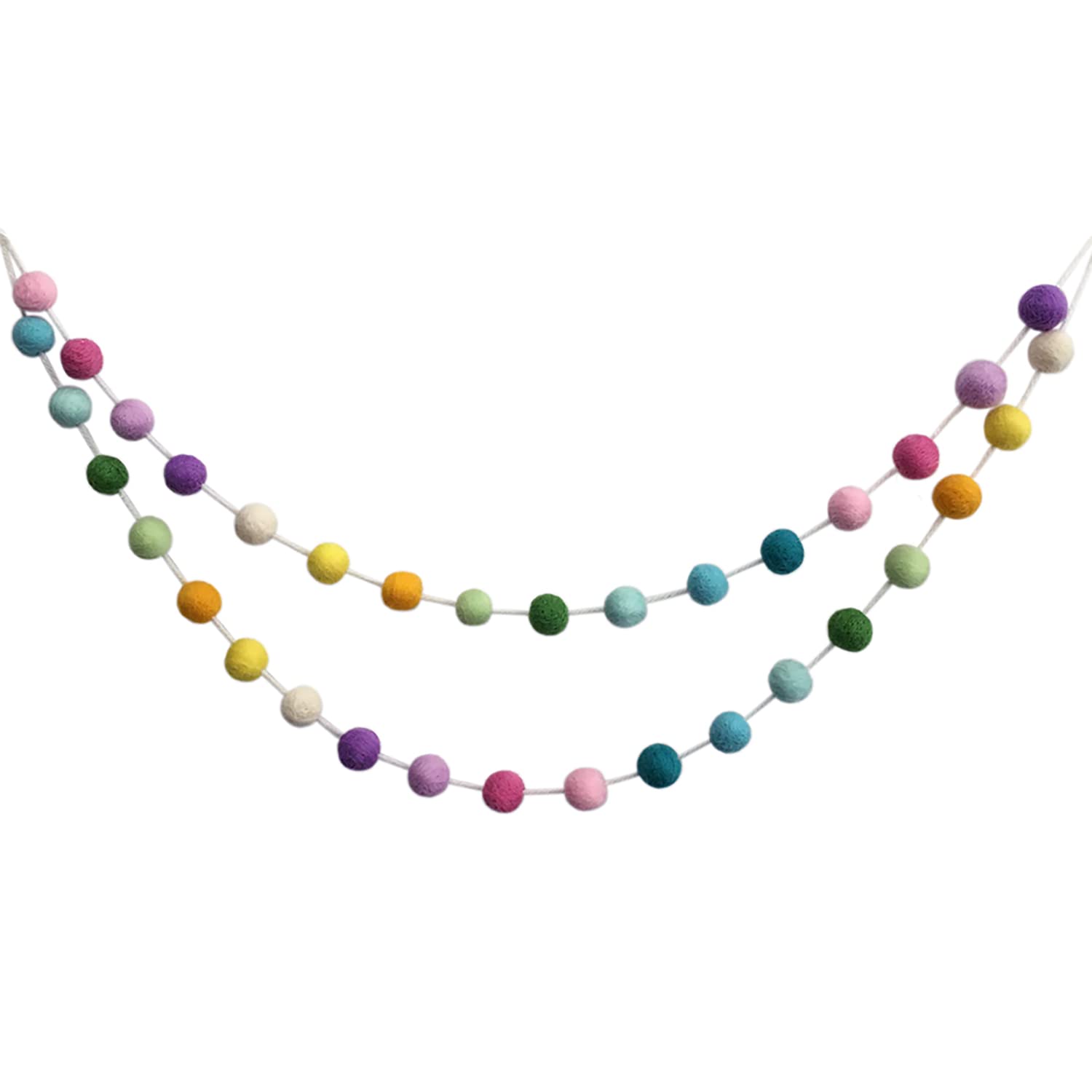 Mililanyo Wool Felt Ball Garland Handmade Rainbow Pom Pom Garland Colorful Banner- 3m 35 Balls Colorful Wool for Home Decoration Party Wedding