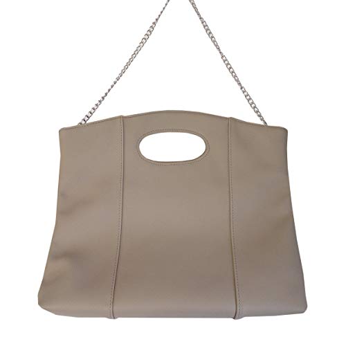 JNB Synthetic Leather Fold Over Clutch, Beige