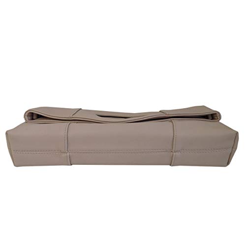 JNB Synthetic Leather Fold Over Clutch, Beige