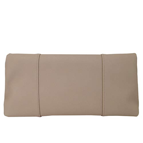 JNB Synthetic Leather Fold Over Clutch, Beige